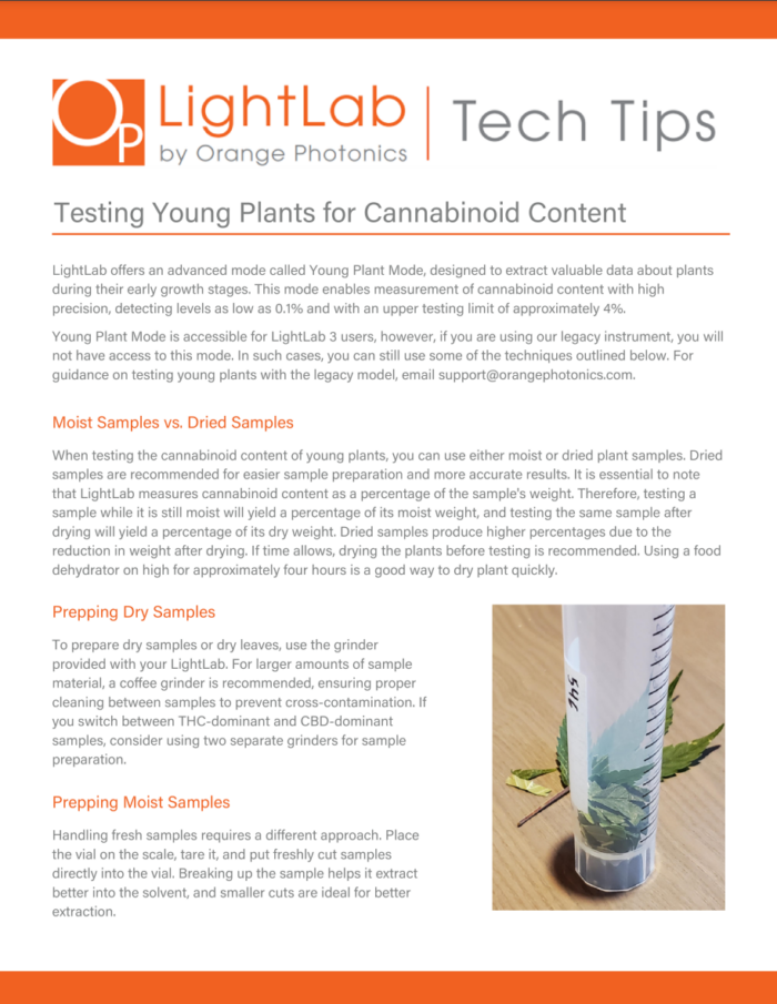 Tech Tips: Testing Young Plants for Cannabinoid Content - Orange Photonics